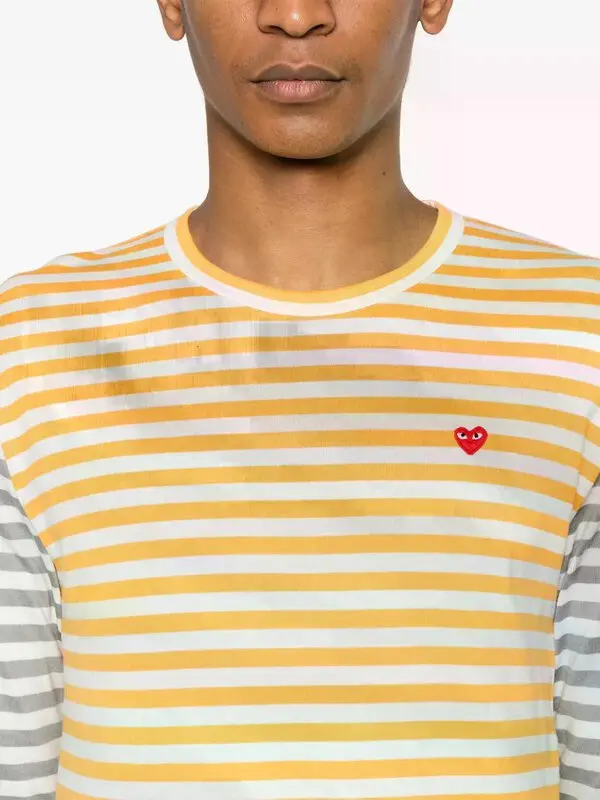 Play Comme Des Garcon Striped T-shirt - Orange