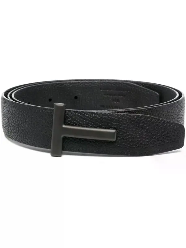 TOM FORD Logo Buckle Leather Belt - Black