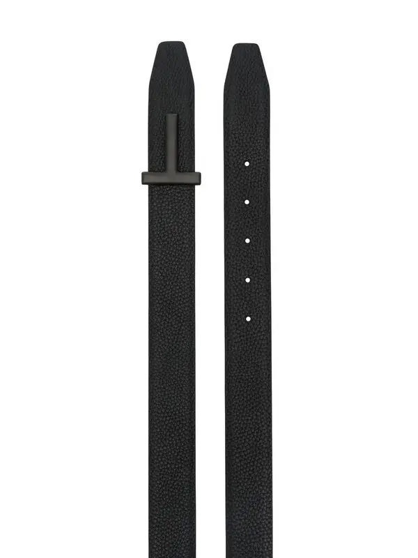 TOM FORD Logo Buckle Leather Belt - Black