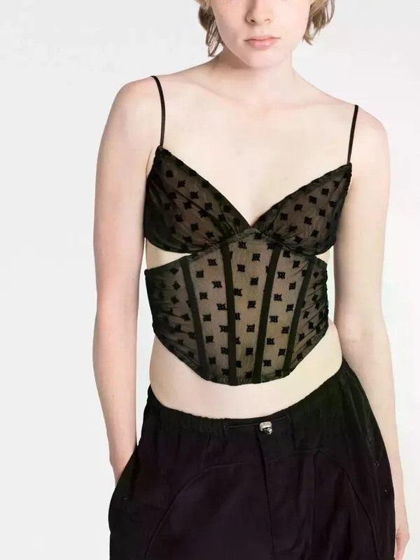 MISBHV Mesh Monogram Corset Top