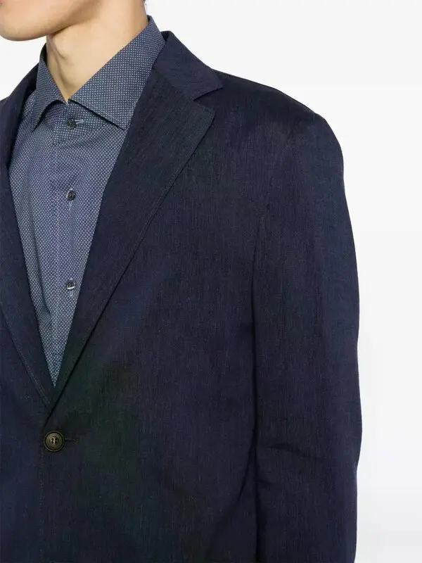 Corneliani Mélange-effect Single-breasted Blazer - Blue