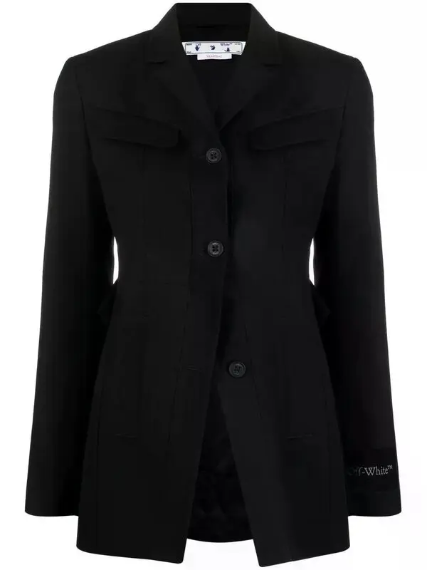 Off-White Toybox Dry Wool Single-breasted Blazer - Black