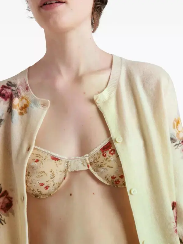 Prada Floral-print Lace-trim Bra