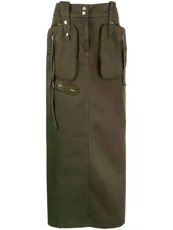 Blumarine Mid-rise Cotton Maxi Skirt - Green