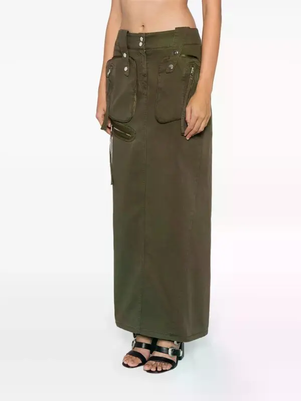 Blumarine Mid-rise Cotton Maxi Skirt - Green