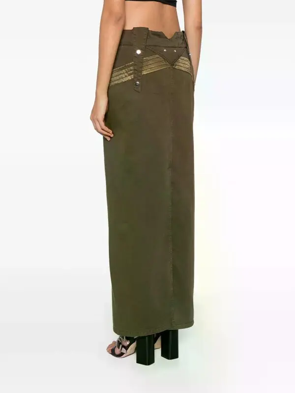 Blumarine Mid-rise Cotton Maxi Skirt - Green