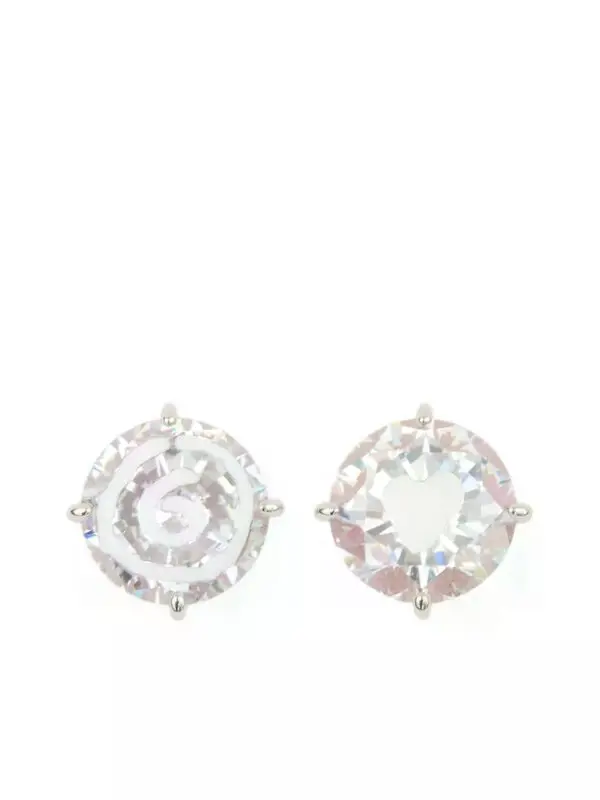 MAISON MARGIELA Swirl Heart-patterned Stud Earrings - Silver