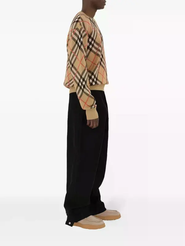 Burberry Check Pattern Crew Neck Sweater