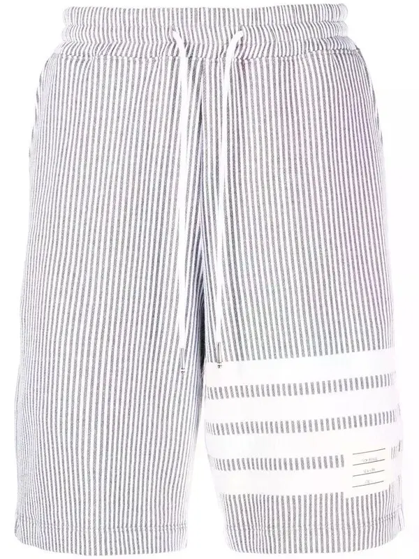 Thom Browne 4-bar Stripe Seersucker Shorts - Grey