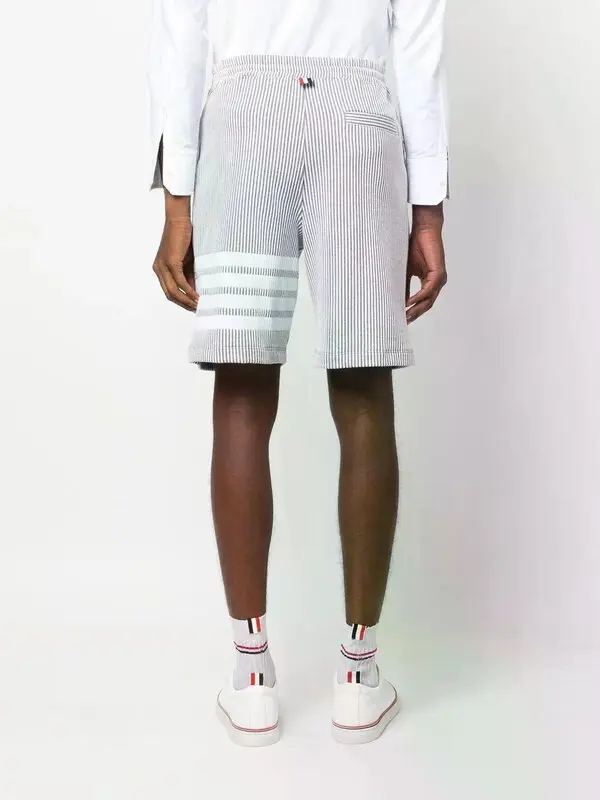 Thom Browne 4-bar Stripe Seersucker Shorts - Grey
