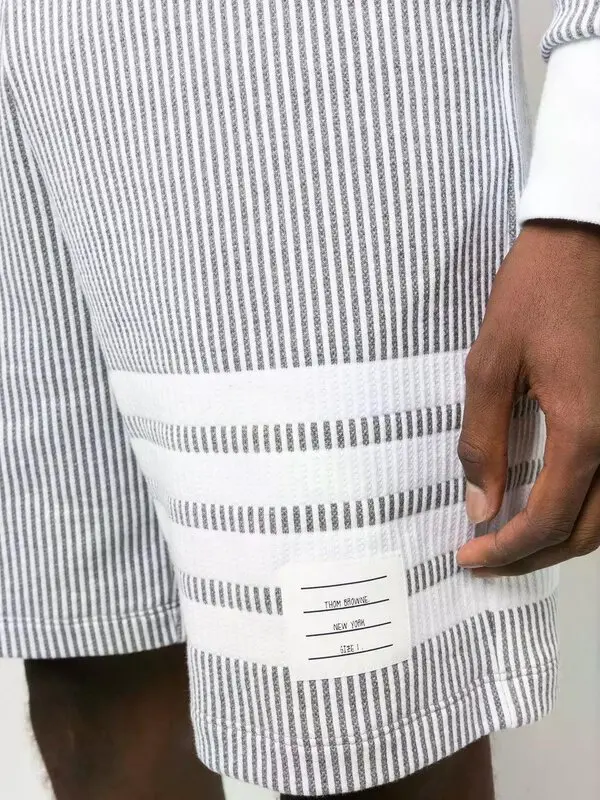 Thom Browne 4-bar Stripe Seersucker Shorts - Grey