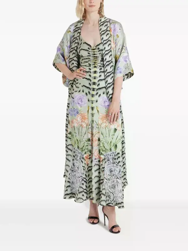 TEMPERLEY LONDON Cleo Floral-print Silk-blend Coat - Green