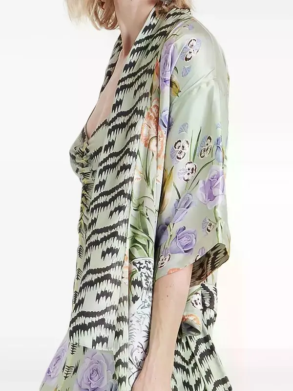 TEMPERLEY LONDON Cleo Floral-print Silk-blend Coat - Green