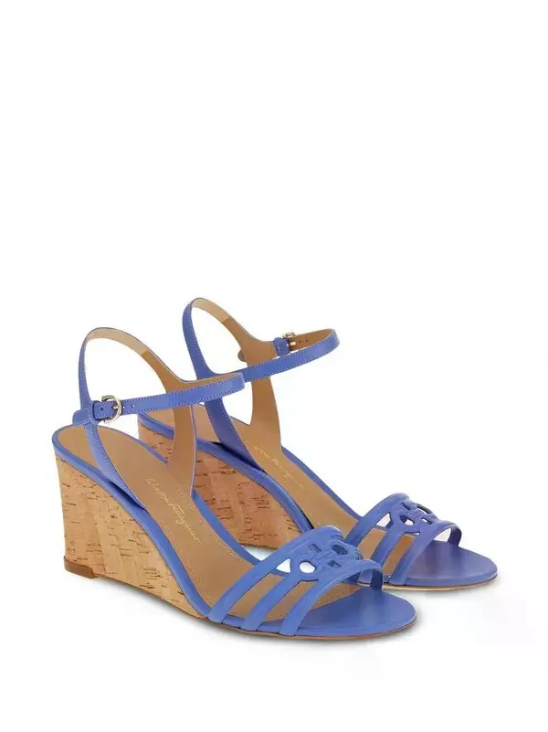 FERRAGAMO Gancini 70mm Wedge Sandals