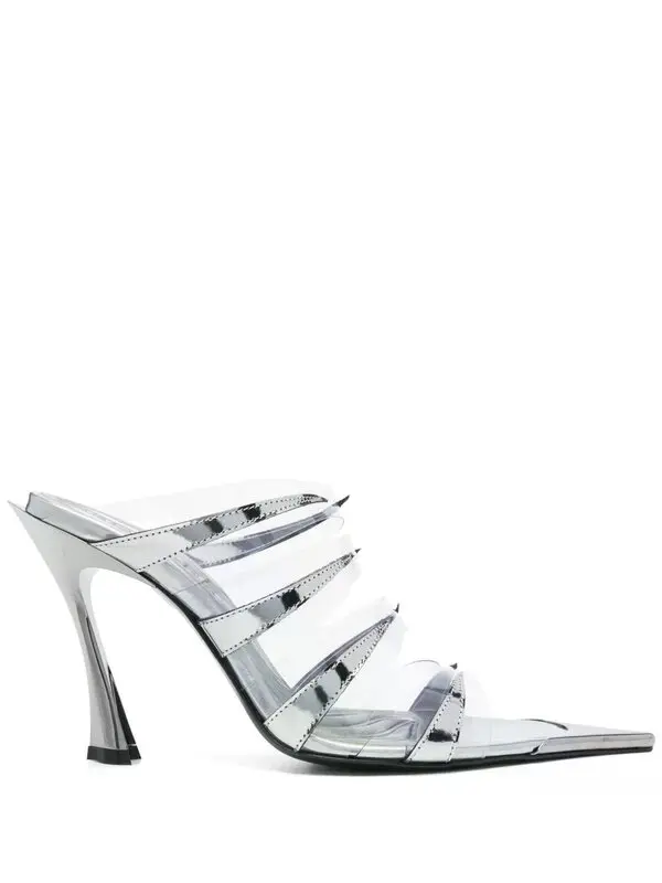 MUGLER 90mm Chrome Leather Fang Sandals