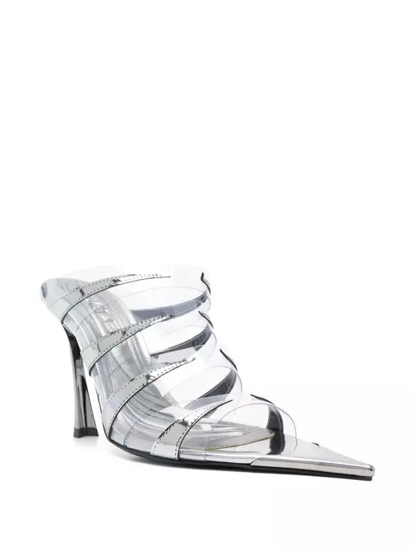 MUGLER 90mm Chrome Leather Fang Sandals