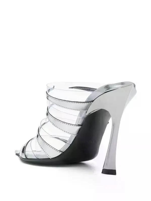 MUGLER 90mm Chrome Leather Fang Sandals