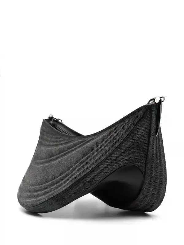 MUGLER Spiral Curve Shoulder Bag - Grey