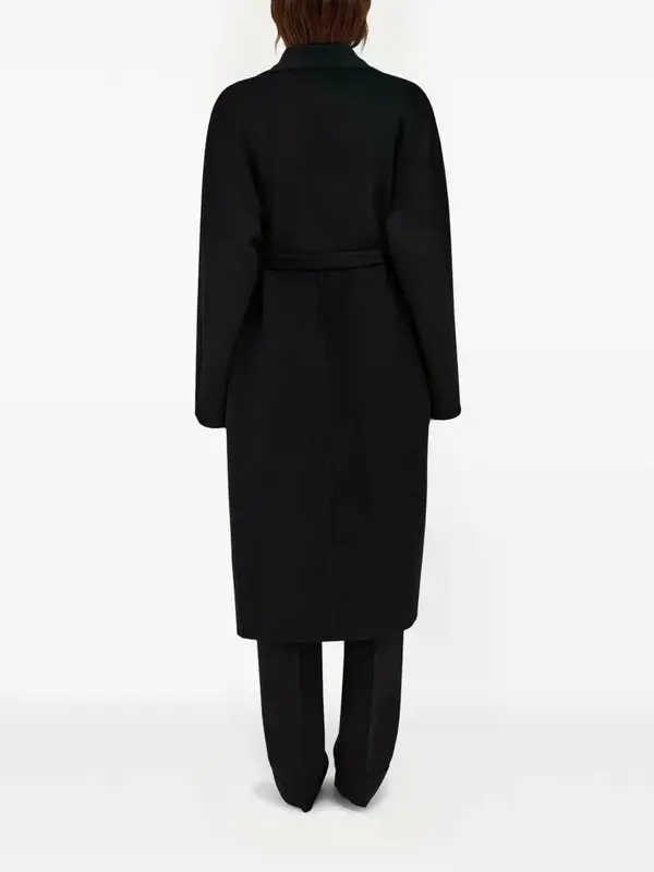 FERRAGAMO Wool-blend Coat With Gancini Buckle Belt - Black
