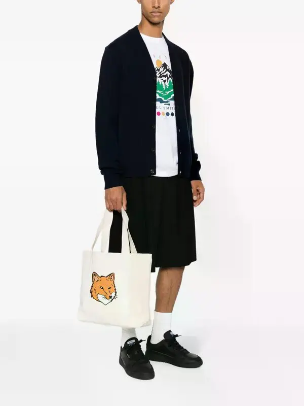 Maison Kitsuné Fox Head Canvas Tote Bag - Neutrals