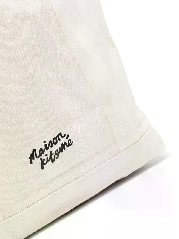 Maison Kitsuné Fox Head Canvas Tote Bag - Neutrals