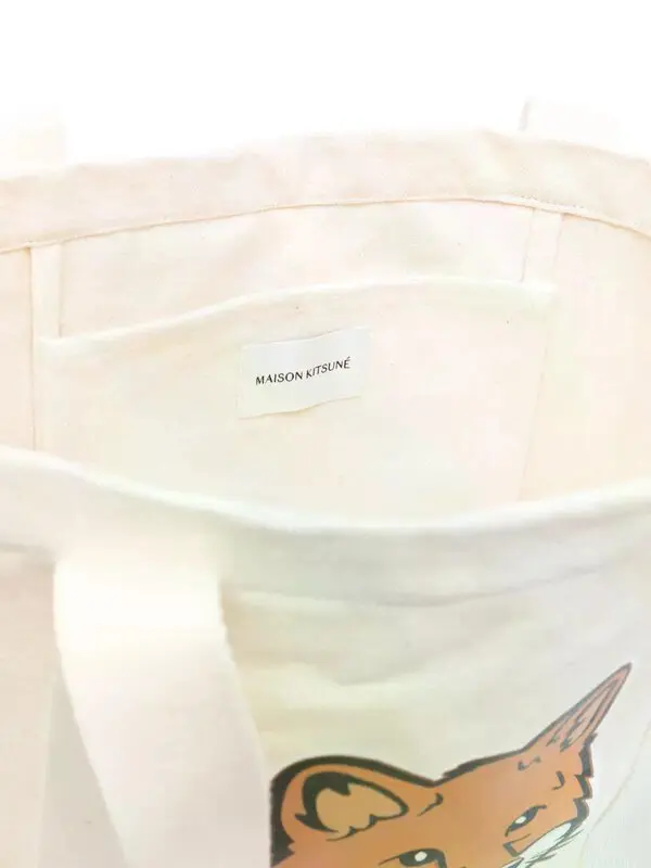 Maison Kitsuné Fox Head Canvas Tote Bag - Neutrals