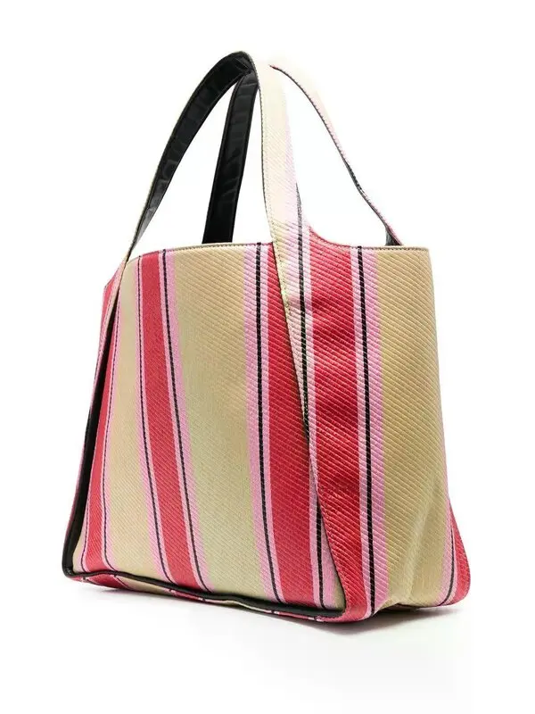 Stella McCartney Striped Logo-print Tote Bag - Neutrals
