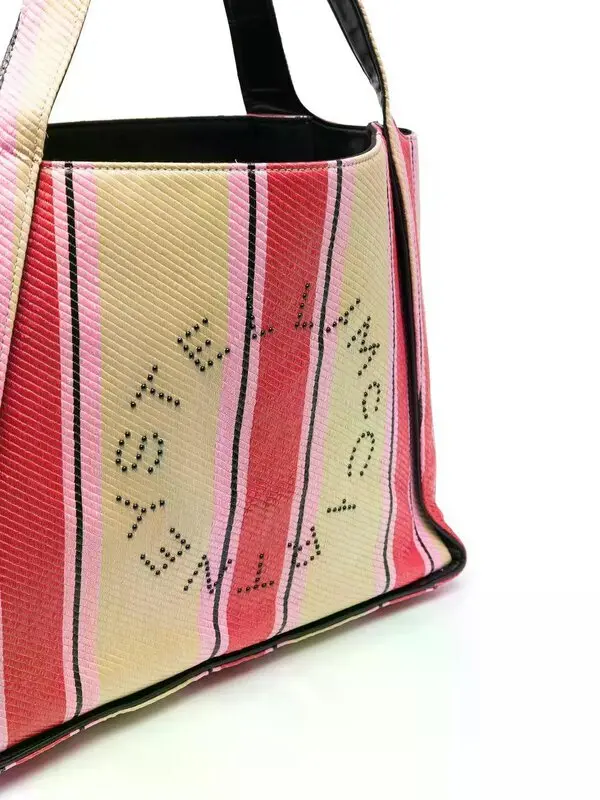 Stella McCartney Striped Logo-print Tote Bag - Neutrals