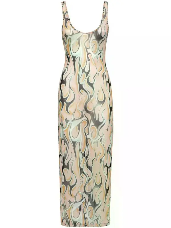 Philipp Plein Flame Midi Dress - Neutrals