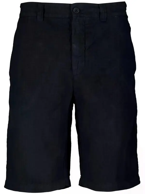 120% Lino Mid-rise Linen Bermuda Shorts - Blue
