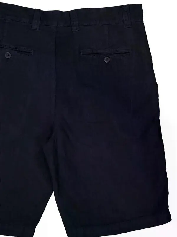 120% Lino Mid-rise Linen Bermuda Shorts - Blue