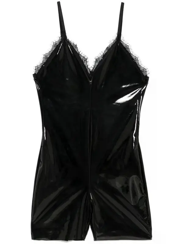 Alchemy Fashions Lace-trimmed Playsuit - Black