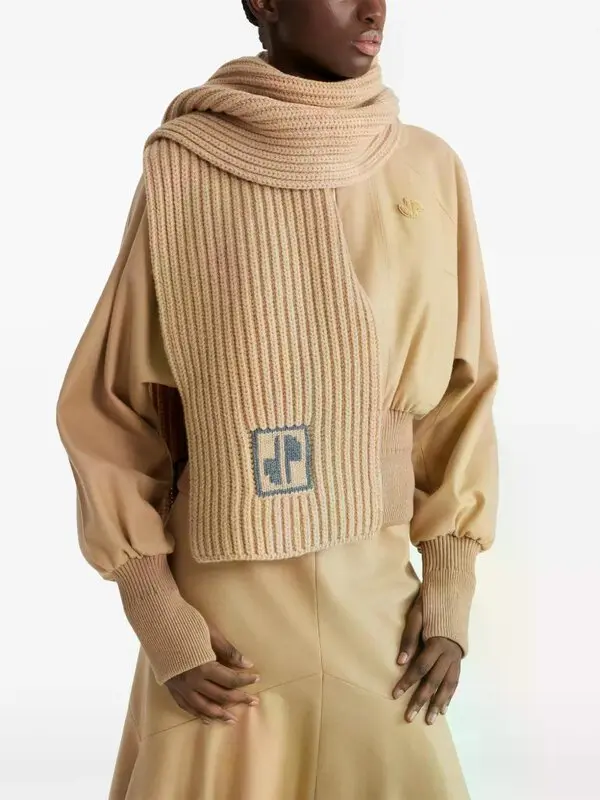 PATOU Jp Ribbed Scarf - Neutrals