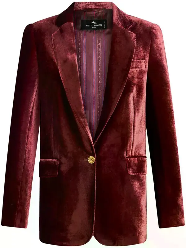 Etro Single-breasted Velvet Blazer - Red