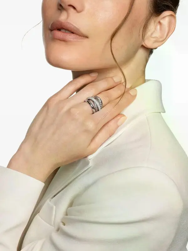 David Yurman Sterling Five-row Diamond Ring