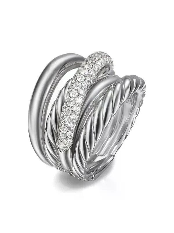 David Yurman Sterling Five-row Diamond Ring