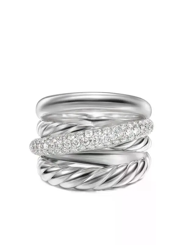 David Yurman Sterling Five-row Diamond Ring