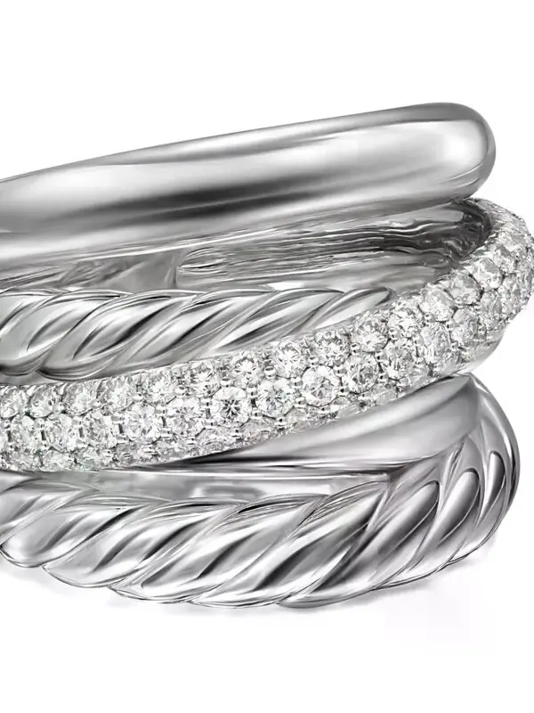 David Yurman Sterling Five-row Diamond Ring