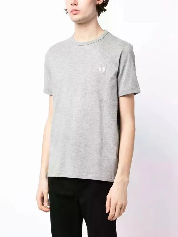 Fred Perry Ringer Logo-embroidered T-shirt - Grey