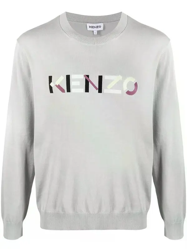 Kenzo Logo-embroidered Jumper - Grey