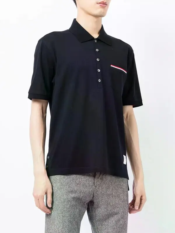 Thom Browne Rwb Stripe Polo Shirt - Blue