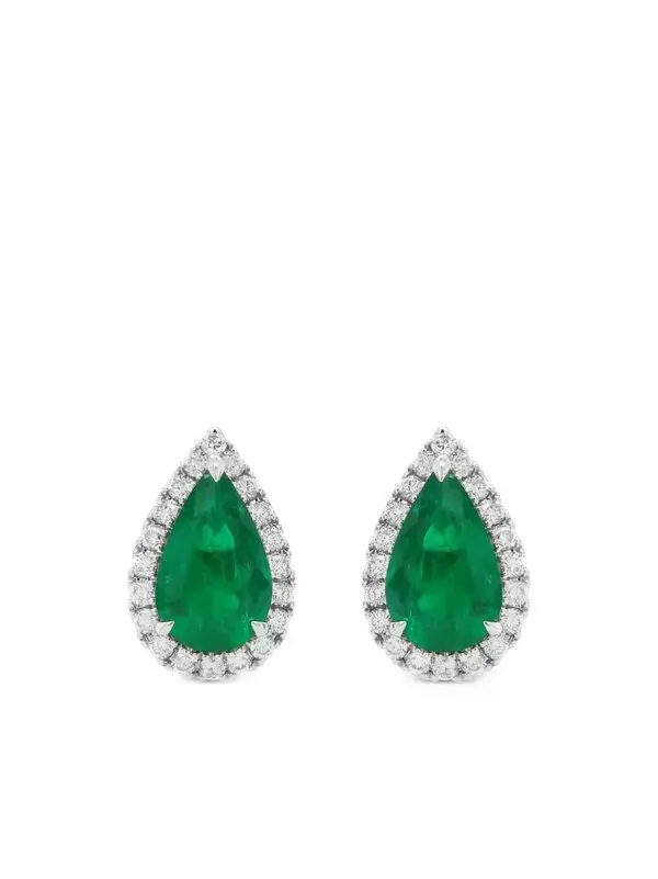 HYT JEWELRY Emerald And Diamond Earrings - Silver