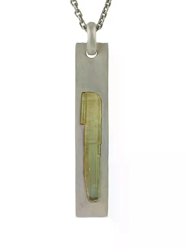 PARTS OF FOUR Plate Necklace With Elbaite Pendant - Silver