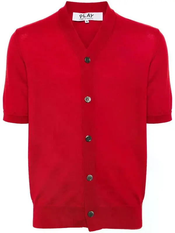 Play Comme Des Garcon V-neck Wool Cardigan