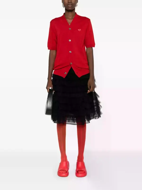 Play Comme Des Garcon V-neck Wool Cardigan