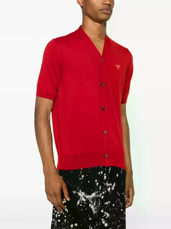 Play Comme Des Garcon V-neck Wool Cardigan
