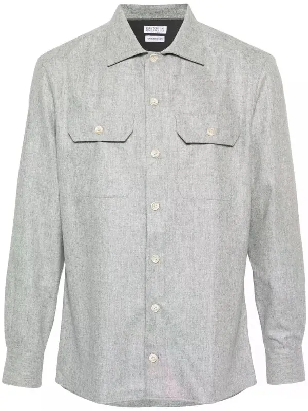 Brunello Cucinelli Mélange-effect Wool Shirt
