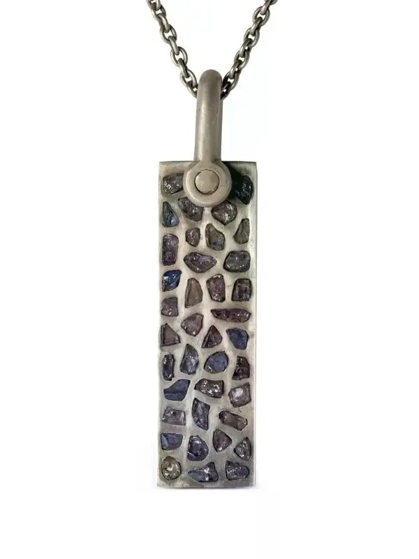 PARTS OF FOUR Oxidized Sterling Tanzanite Plate Pendant Necklace - Silver