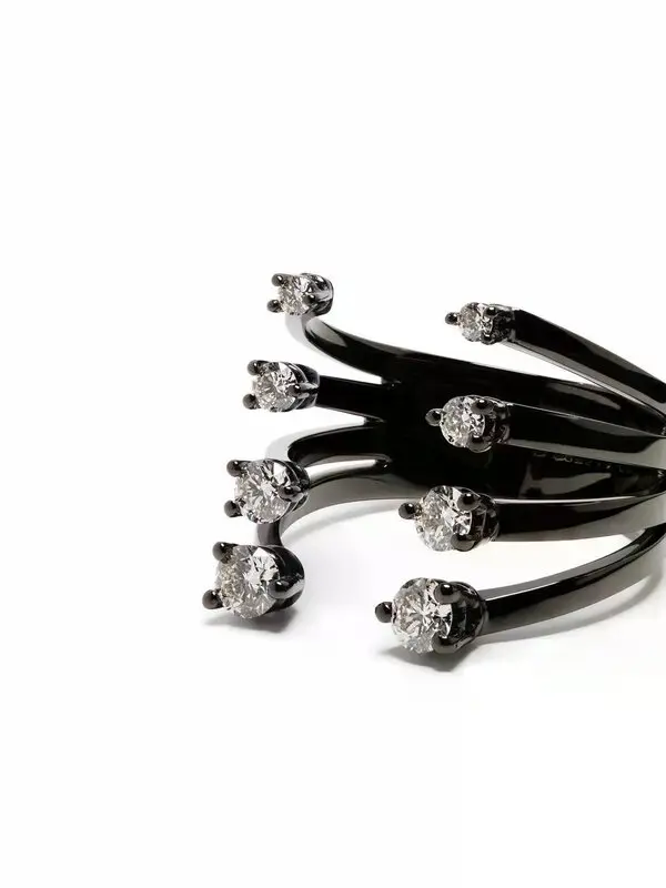 Delfina Delettrez 18kt Gold Dots Diamond Open Ring - Black