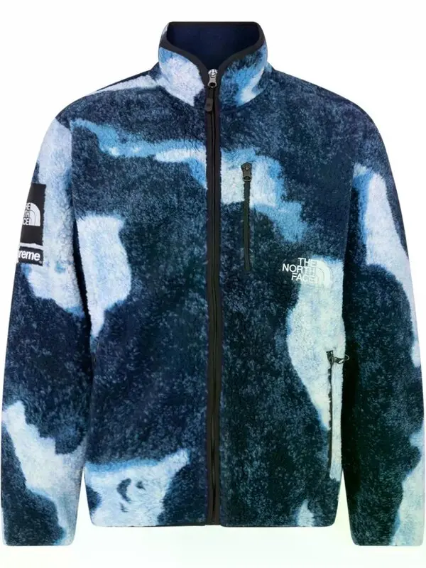 Supreme X The North Face Bleached Denim Fleece Jacket - Blue